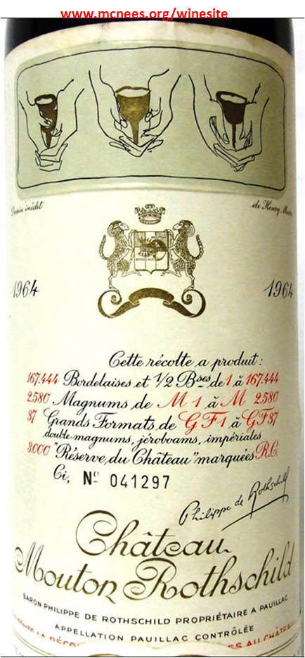 Mouton Rothschild 1964 Label featuring artwork by Henry Moore